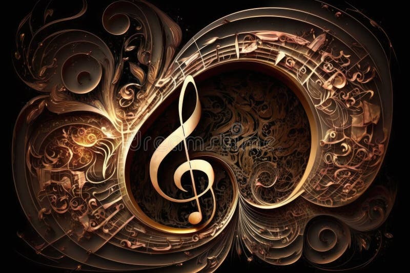 Music Notes in Swirl, Musical Design Element Generative AI Stock ...