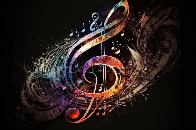 Music Notes in Swirl, Musical Design Element Generative AI Stock ...