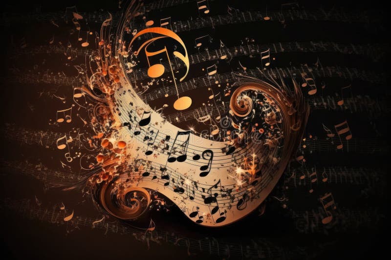 Music Notes in Swirl, Musical Design Element Generative AI Stock ...