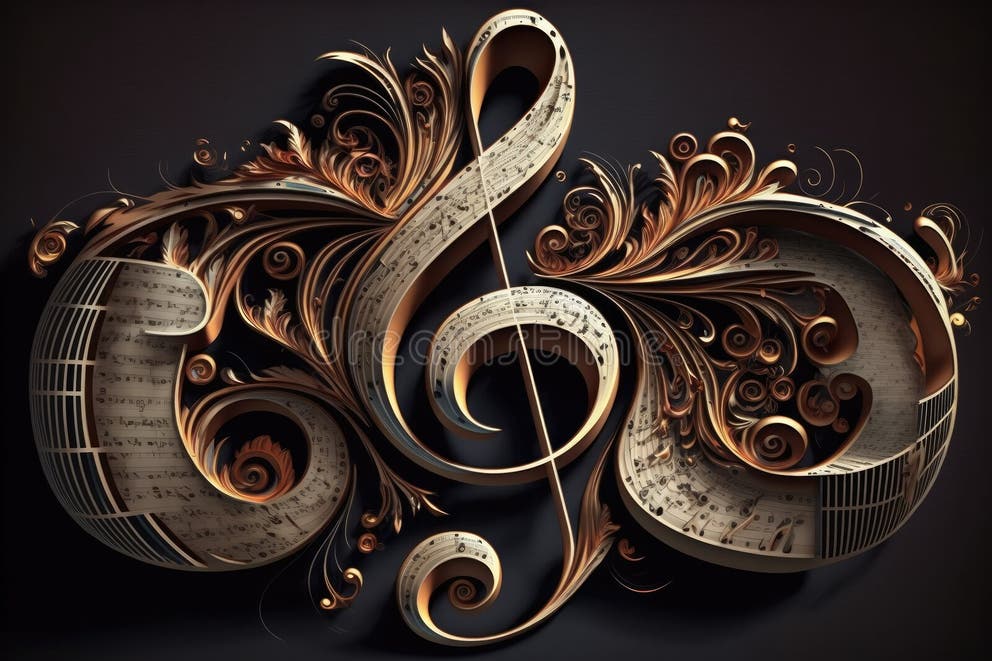 Music Notes in Swirl, Musical Design Element Generative AI Stock ...