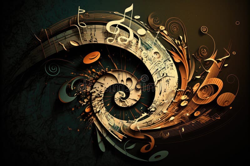 Music Notes in Swirl, Musical Design Element Generative AI Stock ...