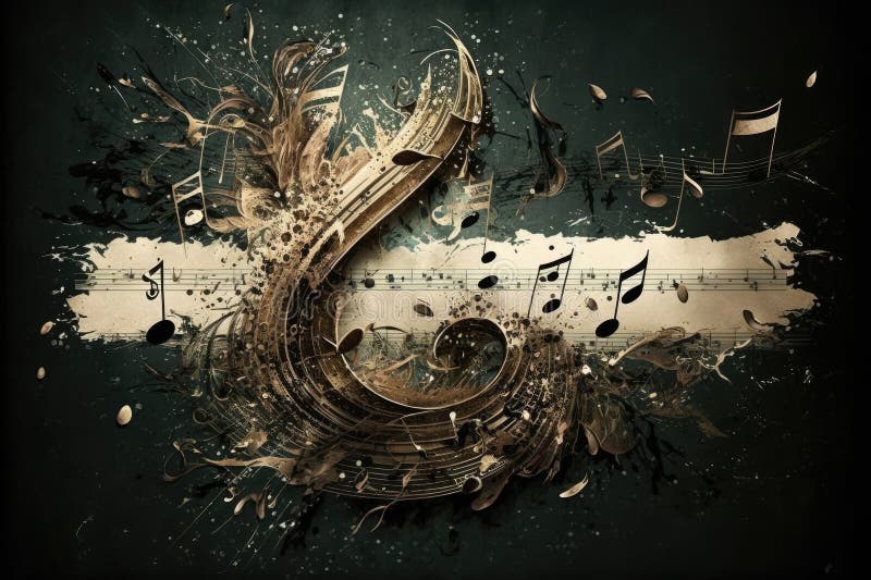 Music Notes in Swirl, Musical Design Element Generative AI Stock ...