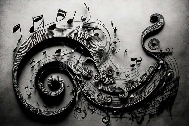 Music Notes in Swirl, Musical Design Element Generative AI Stock ...