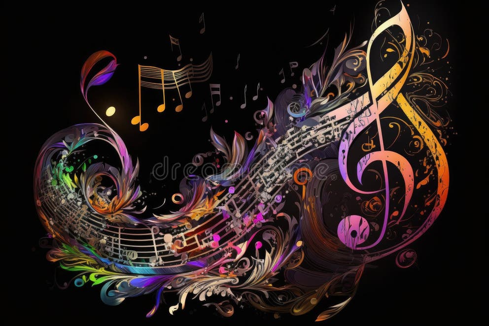 Music Notes in Swirl, Musical Design Element Generative AI Stock ...