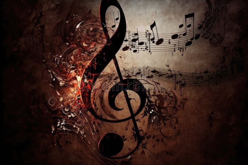 Music Notes in Swirl, Musical Design Element Generative AI Stock ...