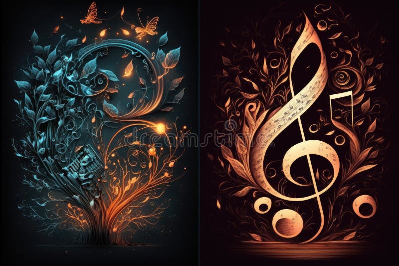 Music Notes in Swirl, Musical Design Element Generative AI Stock ...