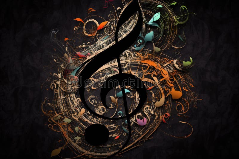 Music Notes in Swirl, Musical Design Element Generative AI Stock ...