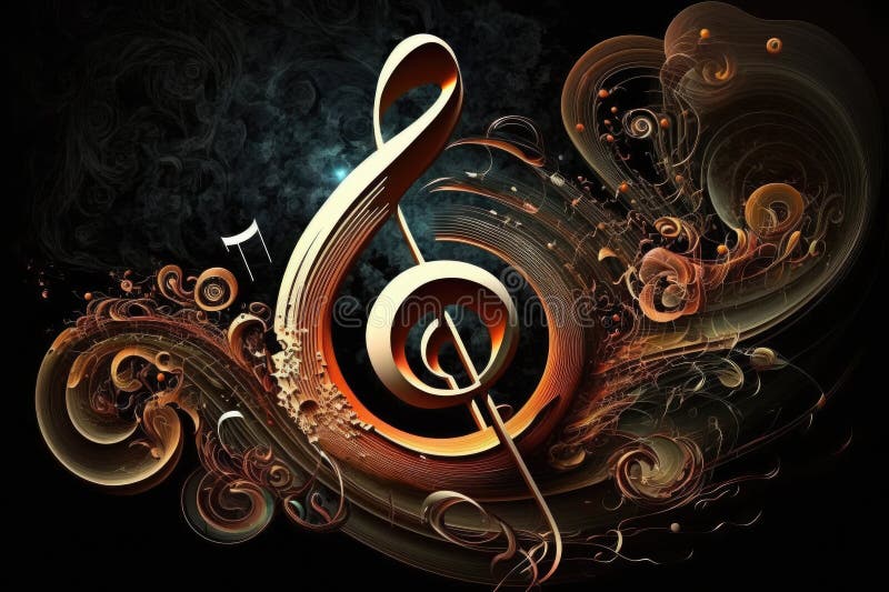 Music Notes in Swirl, Musical Design Element Generative AI Stock ...