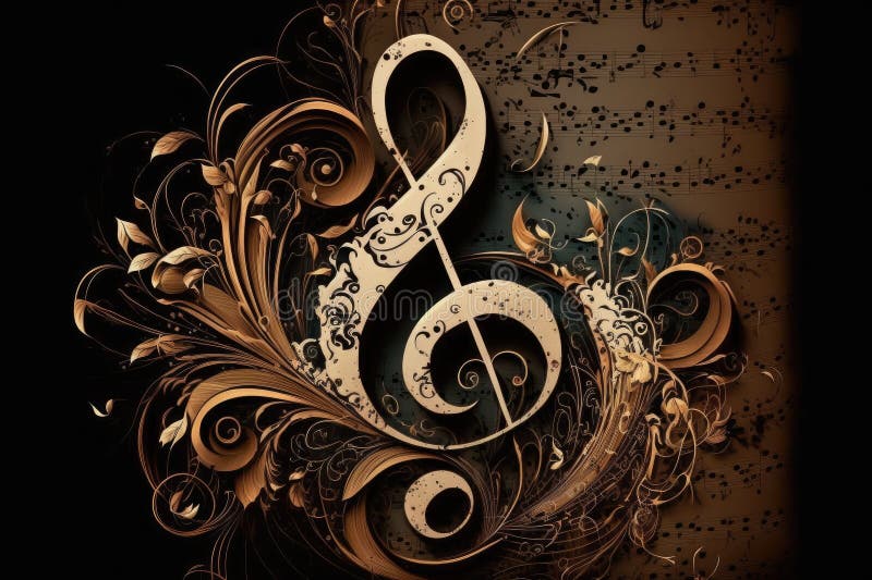 Music Notes in Swirl, Musical Design Element Generative AI Stock ...