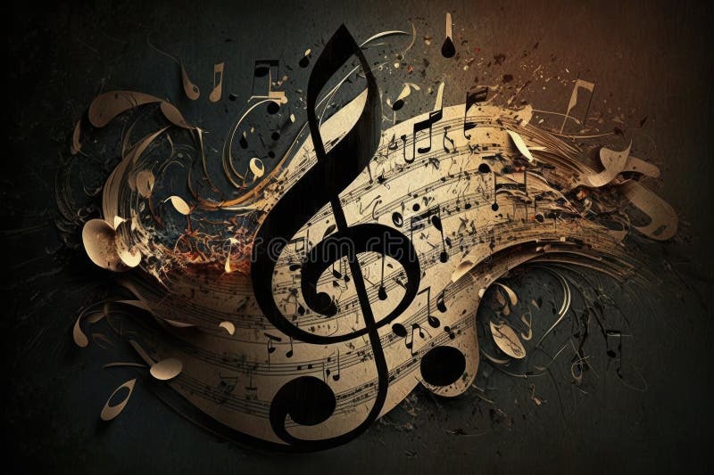 Music Notes in Swirl, Musical Design Element Generative AI Stock ... Music Notes in Swirl, Musical Design Element Generative AI Stock ...
