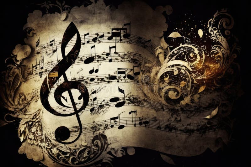 Music Notes in Swirl, Musical Design Element Generative AI Stock ... Music Notes in Swirl, Musical Design Element Generative AI Stock ...