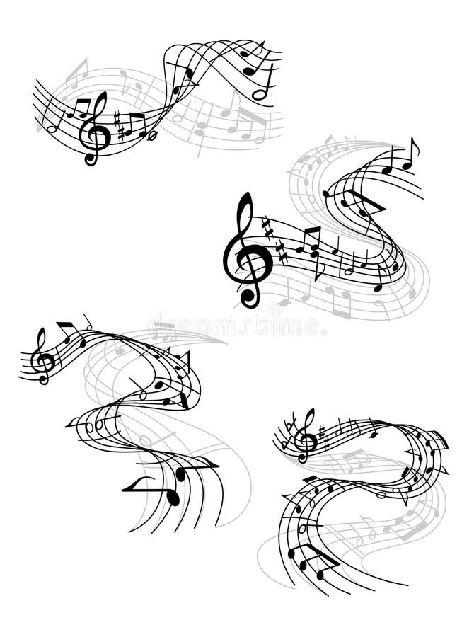 Music Notes Swirling Staves Stock Illustrations – 6 Music Notes ...