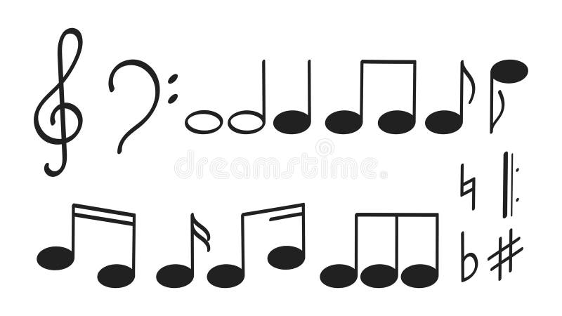Set of Musical Notes. Musical Symbols: Treble Clef, Bass Clef, Notes ...