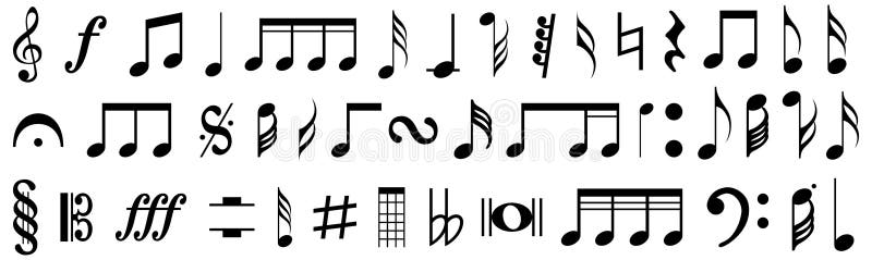 Music Notes Symbols Collection. Black Music Note Icons Stock Vector ...