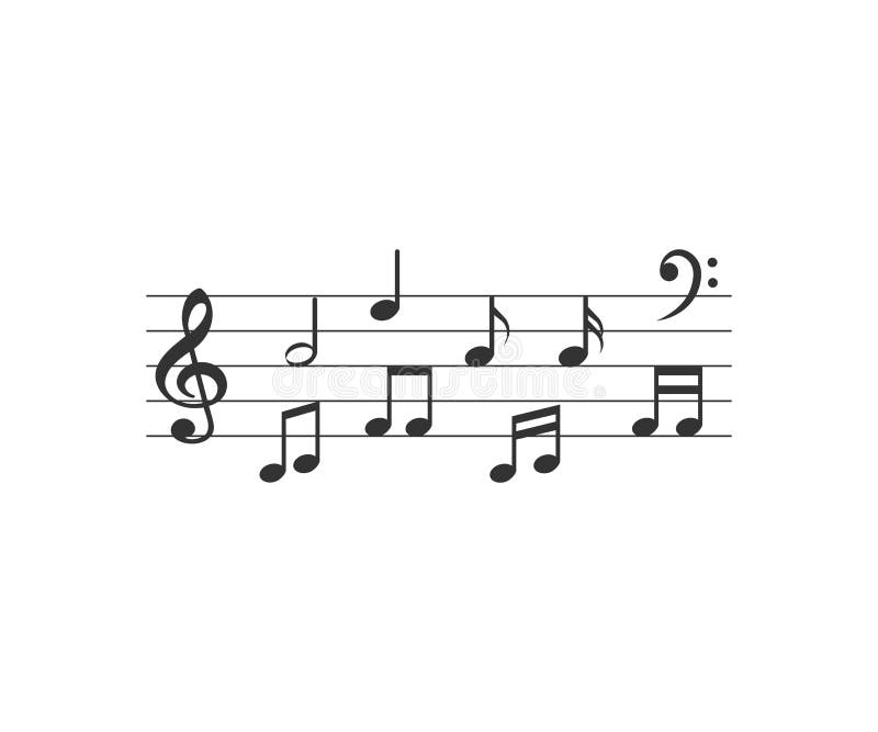 Music Notes Symbols Set, Staves and Note Lines.. Vector Illustration ...