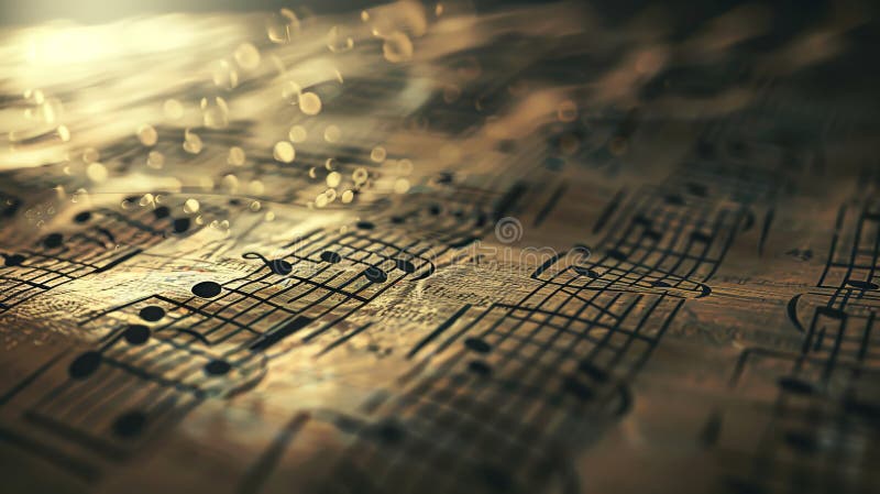 Music Notes on a Table with Light Shining through Stock Photo - Image ...