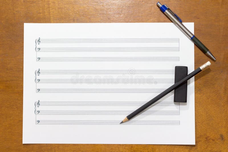Music notes on table. stock photo. Image of pattern, sheet - 79057994