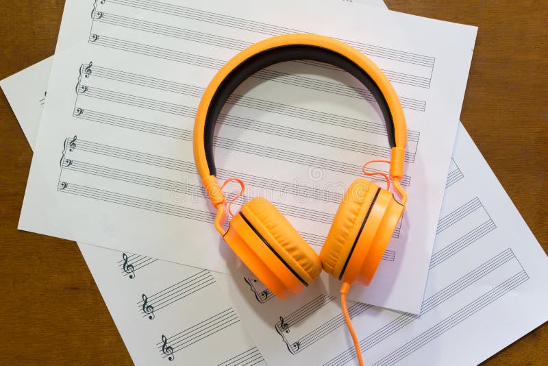 Music notes on table. stock photo. Image of clef, table - 79058186