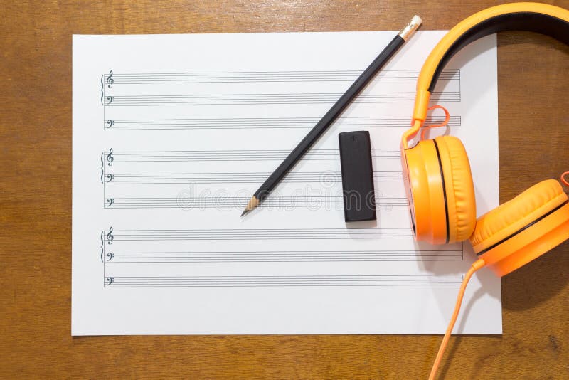 Music notes on table. stock photo. Image of white, element - 79058280