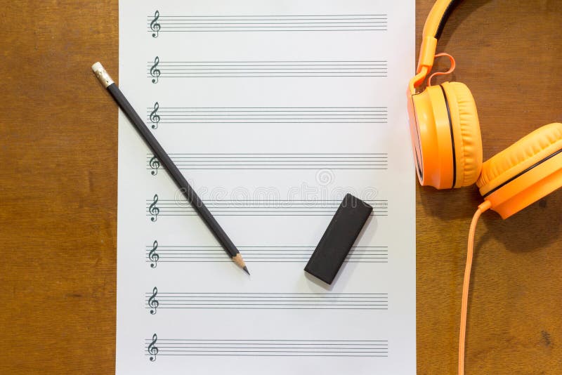 Music notes on table. stock image. Image of symbol, graphic - 79058343