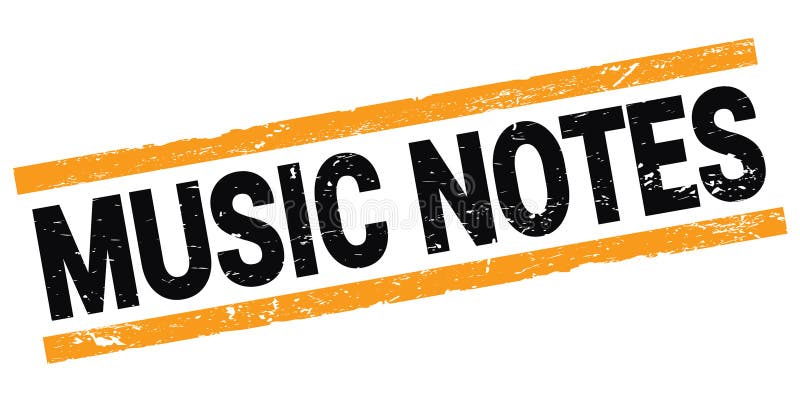 MUSIC NOTES Text on Black-orange Rectangle Stamp Sign Stock ...
