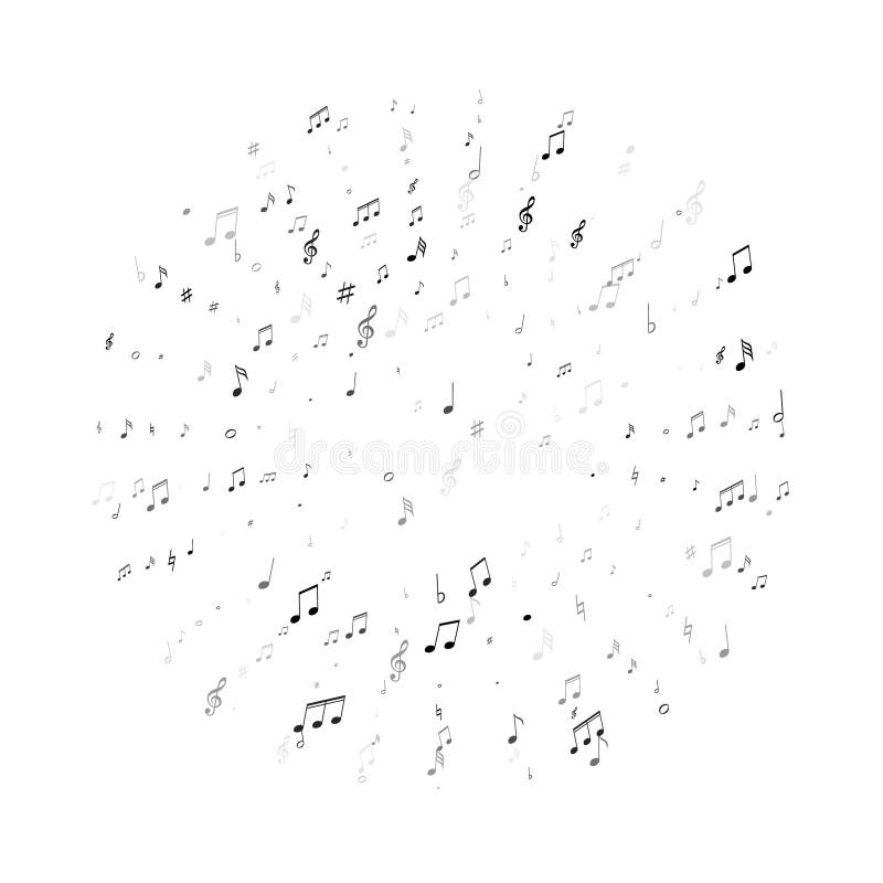 Gray Scale Musical Notes Isolated on White Stock Vector - Illustration ...