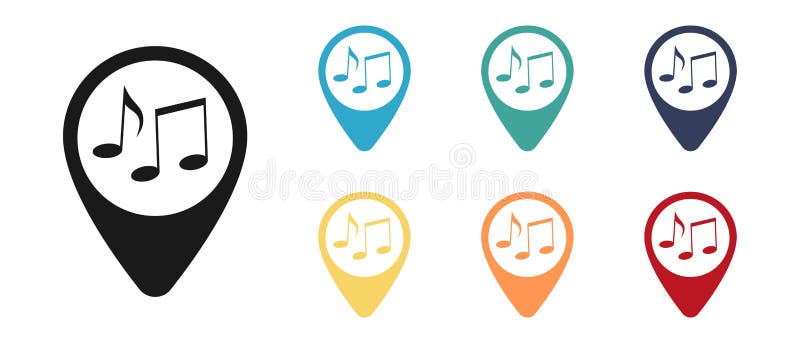 Music, Notes Vector Icon Set, Label on the Map. Illustration Stock ...