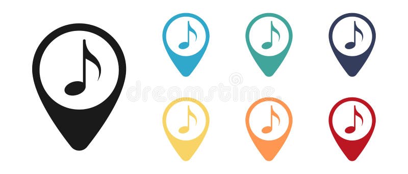 Music, Notes Vector Icon Set, Label on the Map. Illustration Stock ...