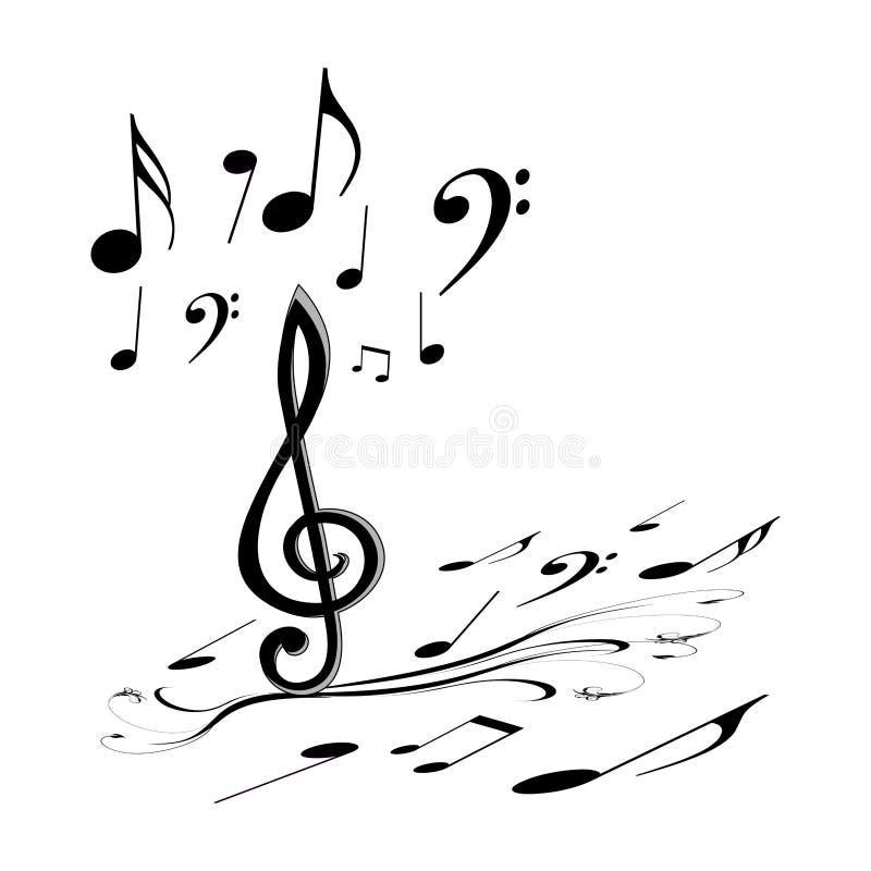 Music Notes on the Vertical and Horizontal Layers Stock Illustration ...