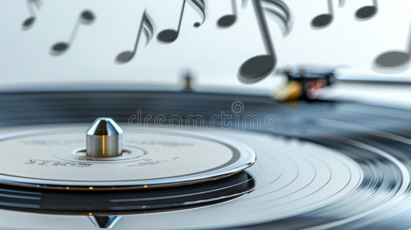 Music Notes and Vinyl Record. Compose Music Concept. Stock Image ...