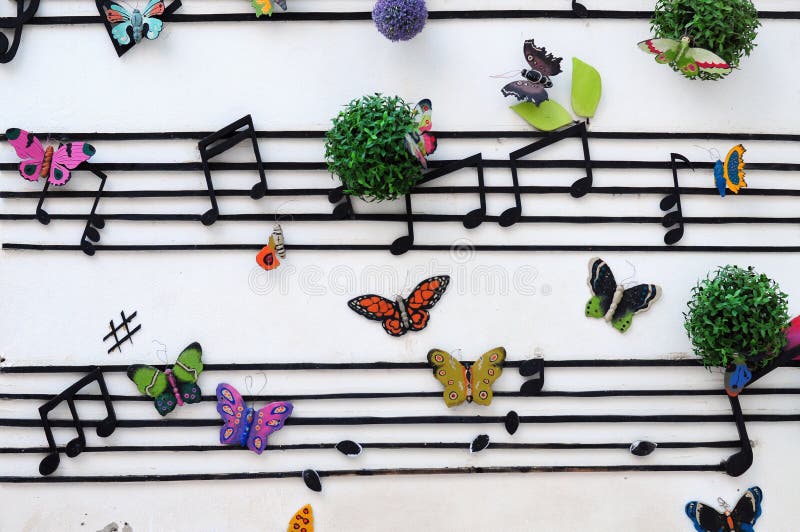 Music notes on the wall stock image. Image of instrument - 156759351