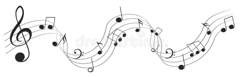 Music Notes Wave Isolated, Group Musical Notes Abstract Background ...