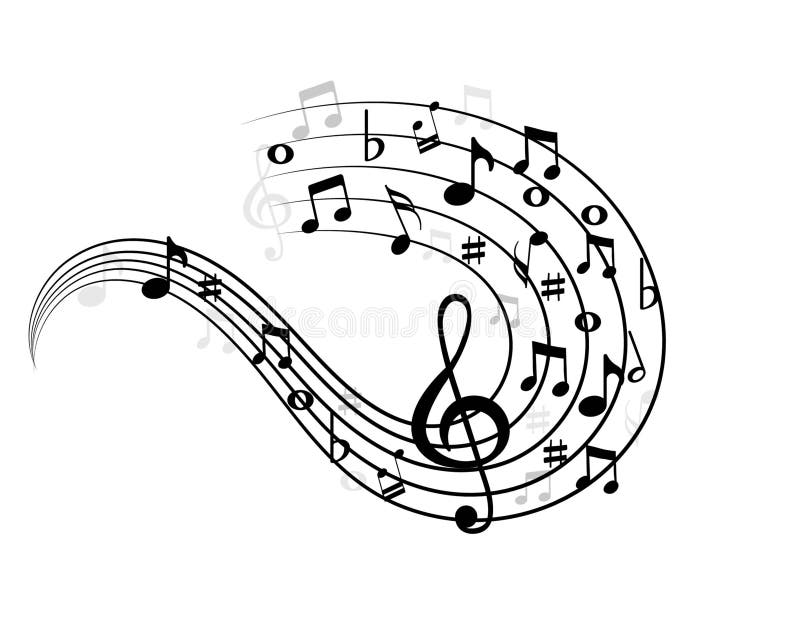 Music Notes with Waves in White Stock Vector - Illustration of symmetry ...