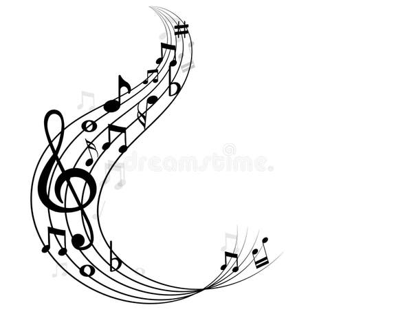 Music Notes with Waves in White Stock Vector - Illustration of ...