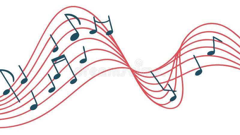 Music Notes on a Wavy Staff, Melody and Harmony, Vector Design ...