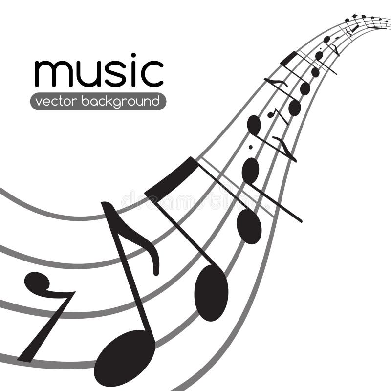 Music notes on wavy staff stock vector. Illustration of melody - 251374208