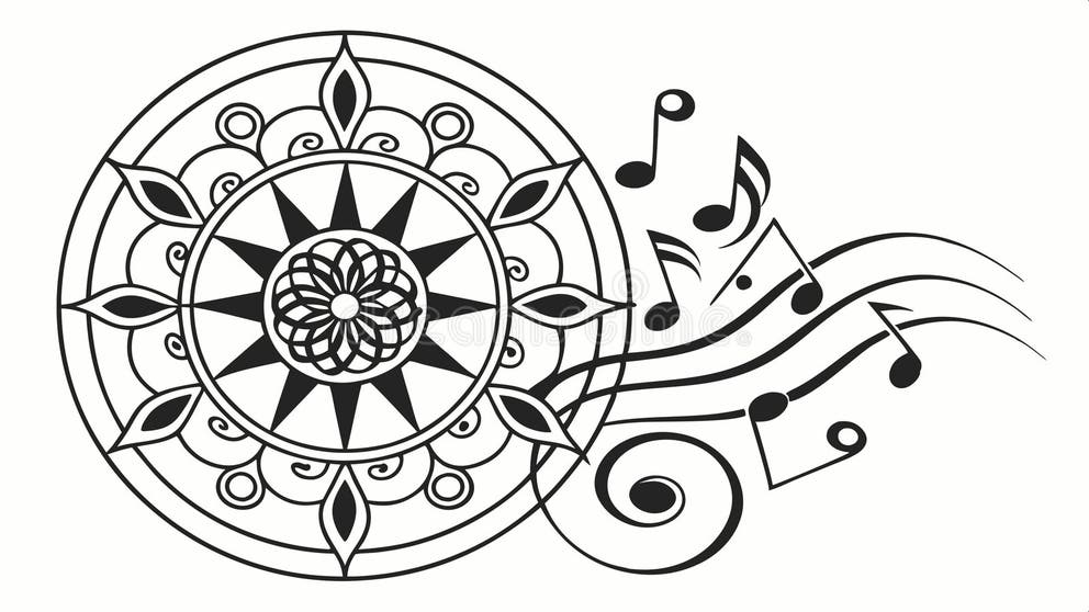 Music Notes and Wheel, Musical Rhythm and Motion Design Vector Design ...