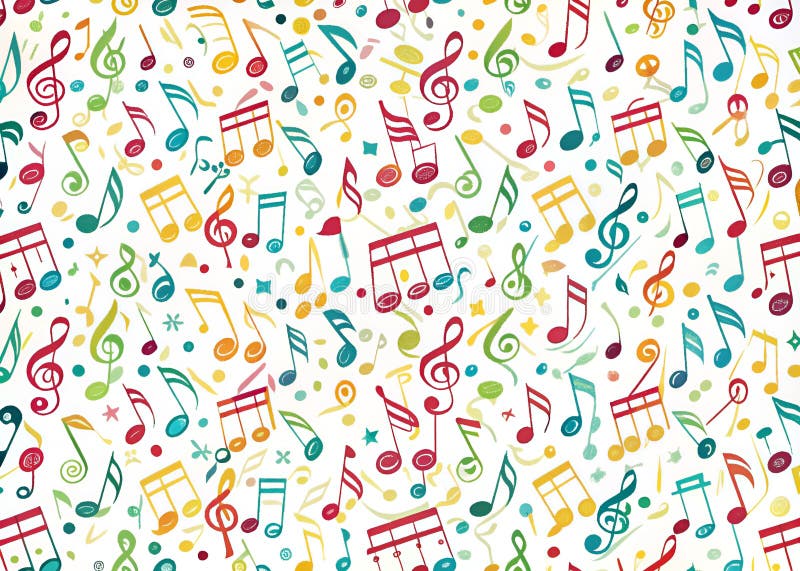 Colorful Musical Notes on a White Background Stock Illustration ...