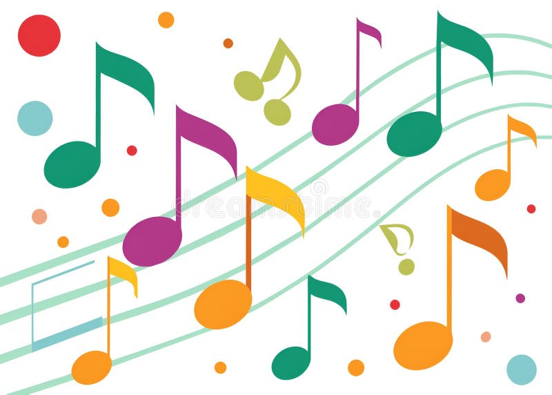Colorful Musical Notes on a White Background Stock Illustration ...
