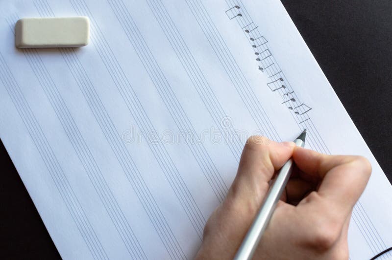 Music Notes Writing Composer Creating Musician Art Stock Photo - Image ...