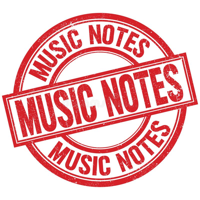 MUSIC NOTES Text on Red Round Stamp Sign Stock Illustration ...
