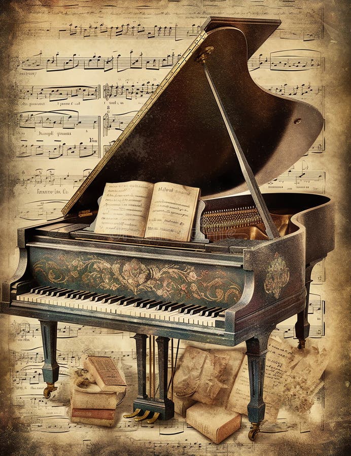 Music Old Paper, Vintage Digital Paper Stock Illustration ...