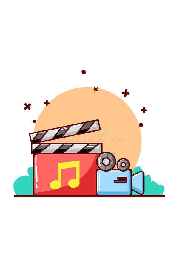 Music Online and Camera Video Cartoon Illustration Stock Vector ...