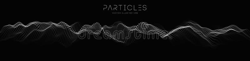 Data Network Wave. Music Particle Abstract Tech Background. Vector ...
