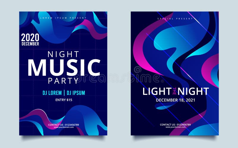 Music Party Flyer Poster Invitation Template Design. Vector ...
