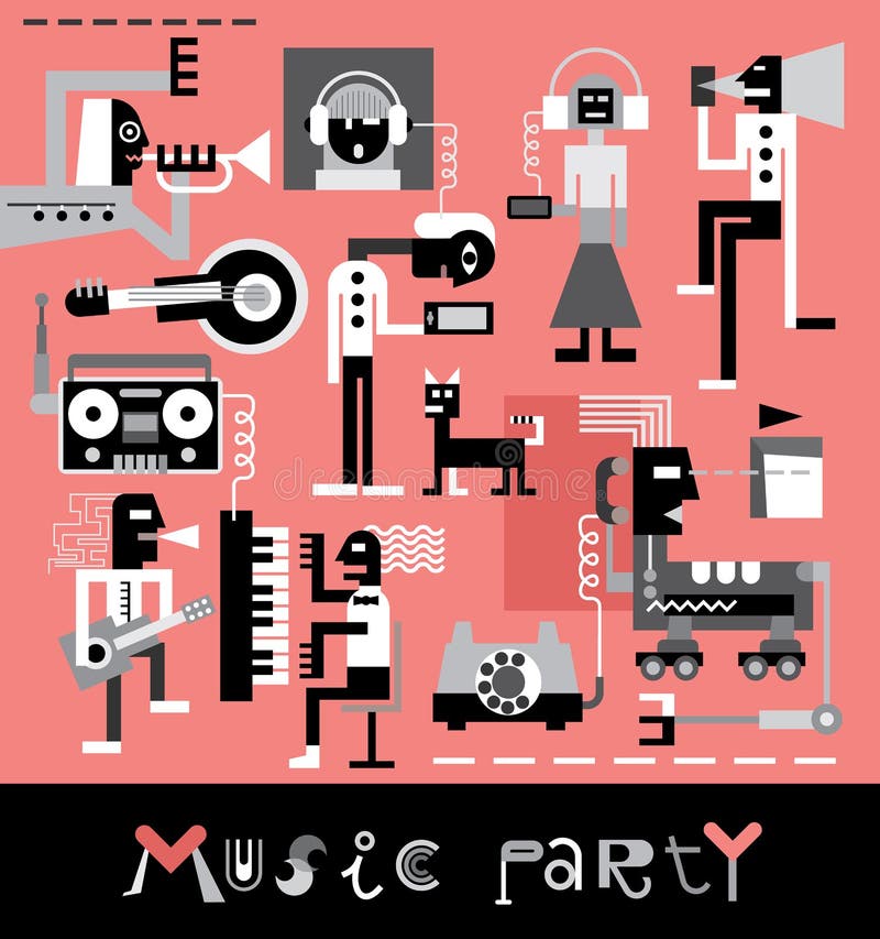 Music Party - Vector Illustration Stock Vector - Illustration of gray ...