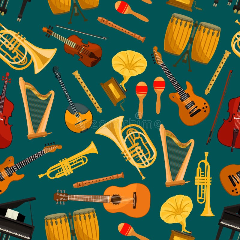 Music Pattern of Musical Instruments Flat Icons Stock Vector ...