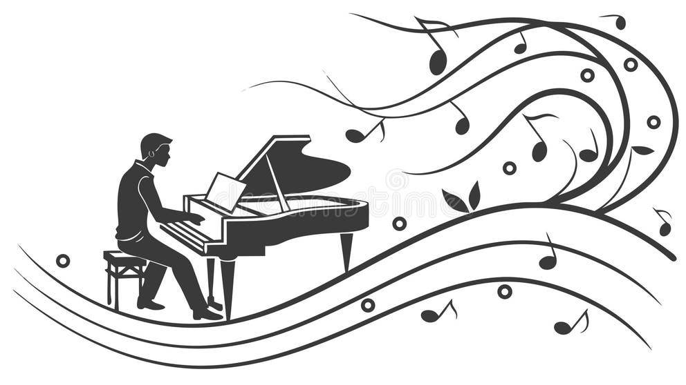 Music Performance with Piano, Art and Expression, Vector Design ...