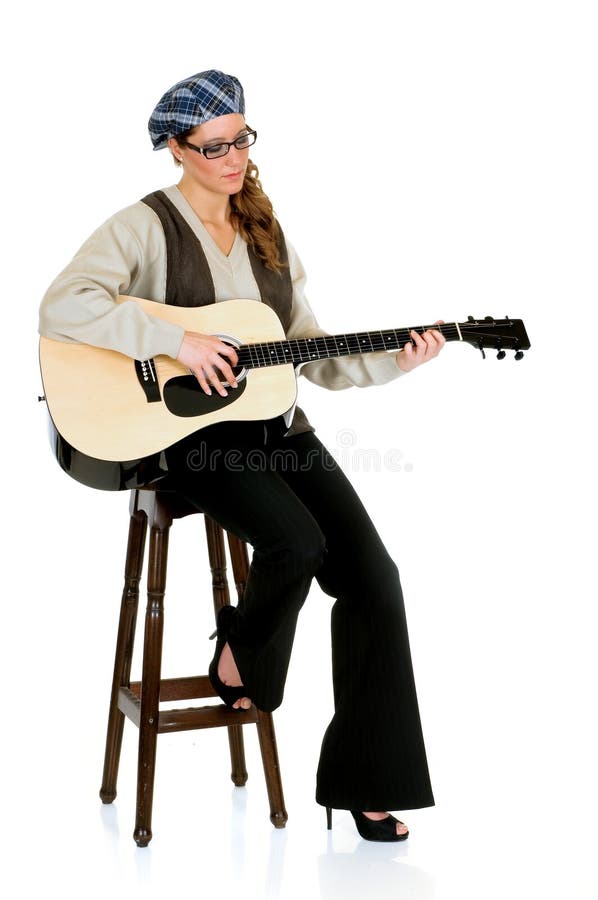 Performer with Guitar in Disco Style Stock Image - Image of perform ...