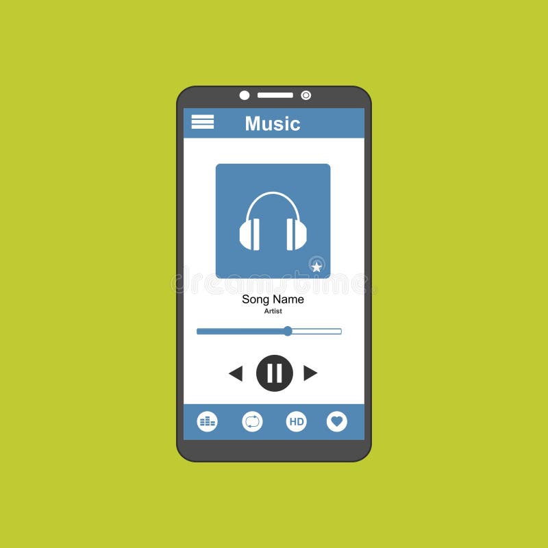 Media Player Application, App Template with Flat Design Style for ...
